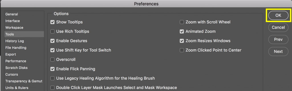 Turn off hover boxes / helpful tips in Photoshop (CC) – Hocking Design